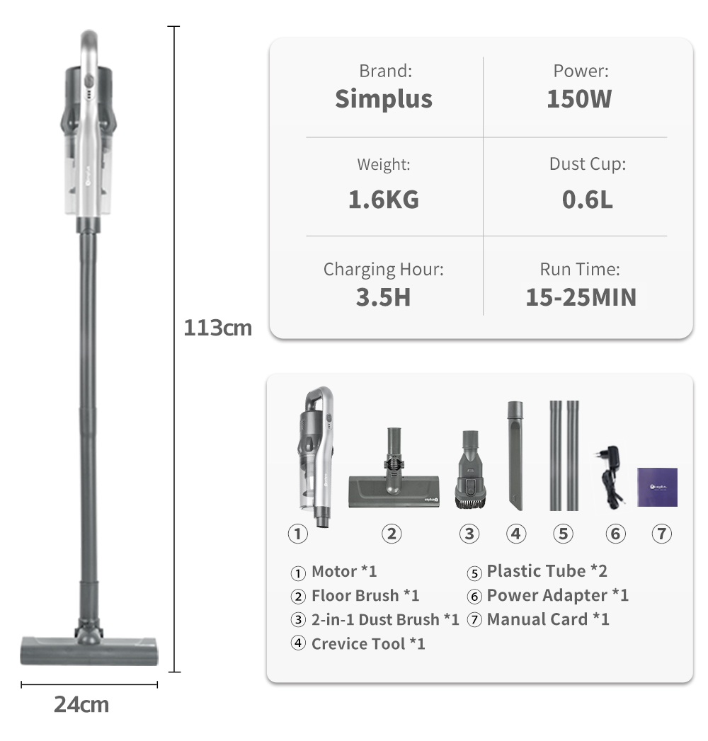Simplus Cordless Vacuum Cleaner Portable Handheld Strong Suction ...