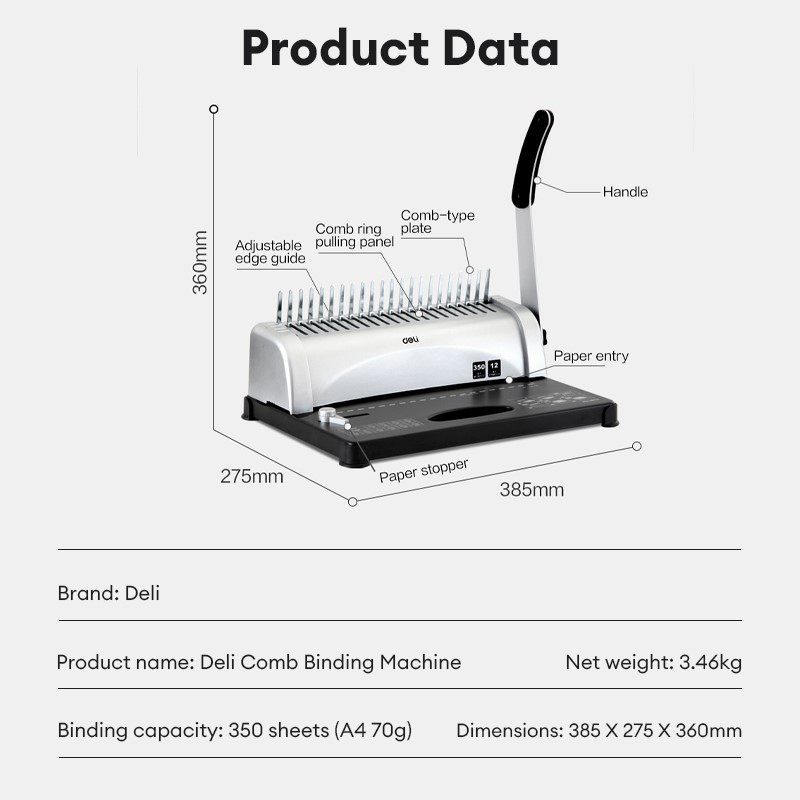 Deli Binding Machine Paper Punch Puncher A4 Comb 21 Hole | Shopee ...