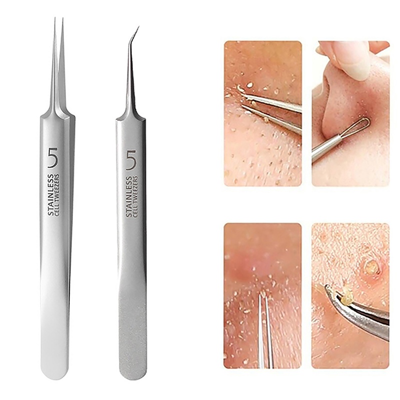 7-in-1 Stainless Steel Acne Clip Facial Cleaning Tool Set Tweezers Anti ...