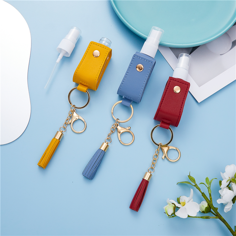 Portable Hand Sanitizer Holder Leather Key chain Various Colors ...