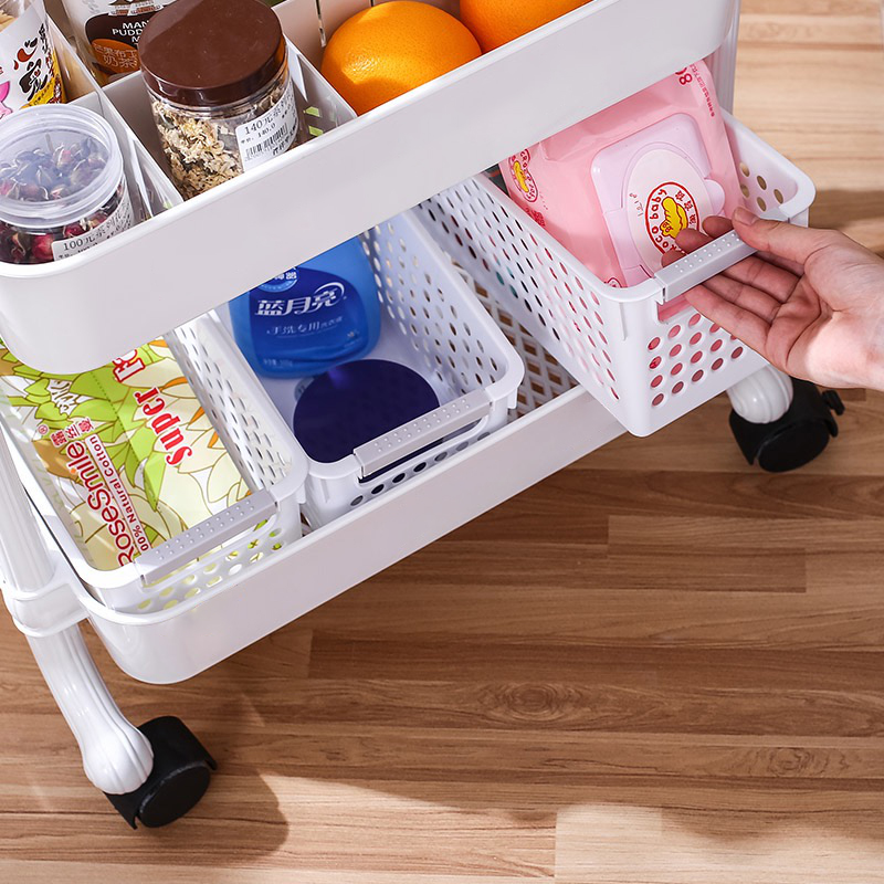 CHIT Trolley Storage Basket Household Stackable Plastic Sundries ...