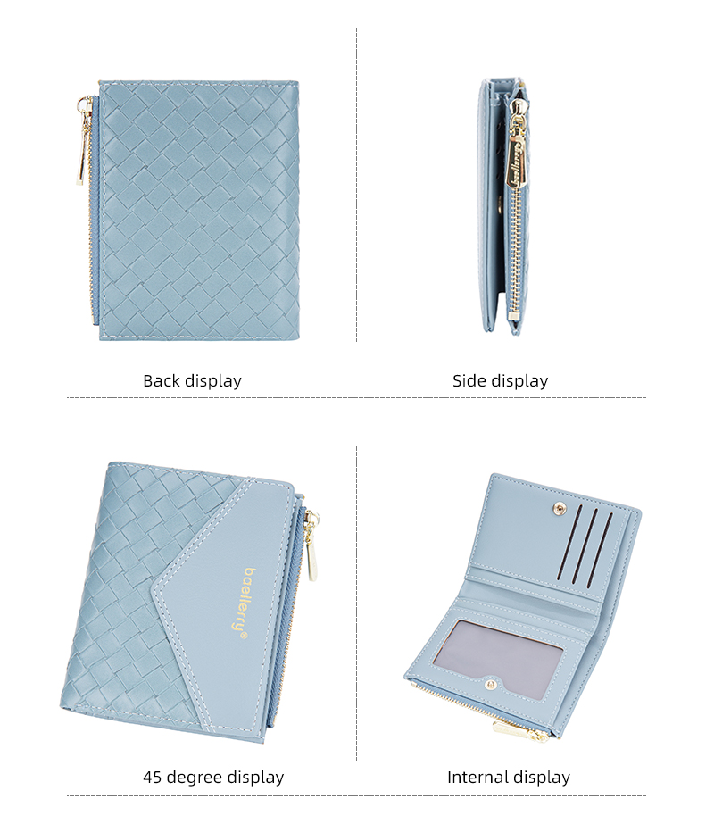 Baellerry Fashion Woven Card Holder Leather Money Clip Purse Wallets ...