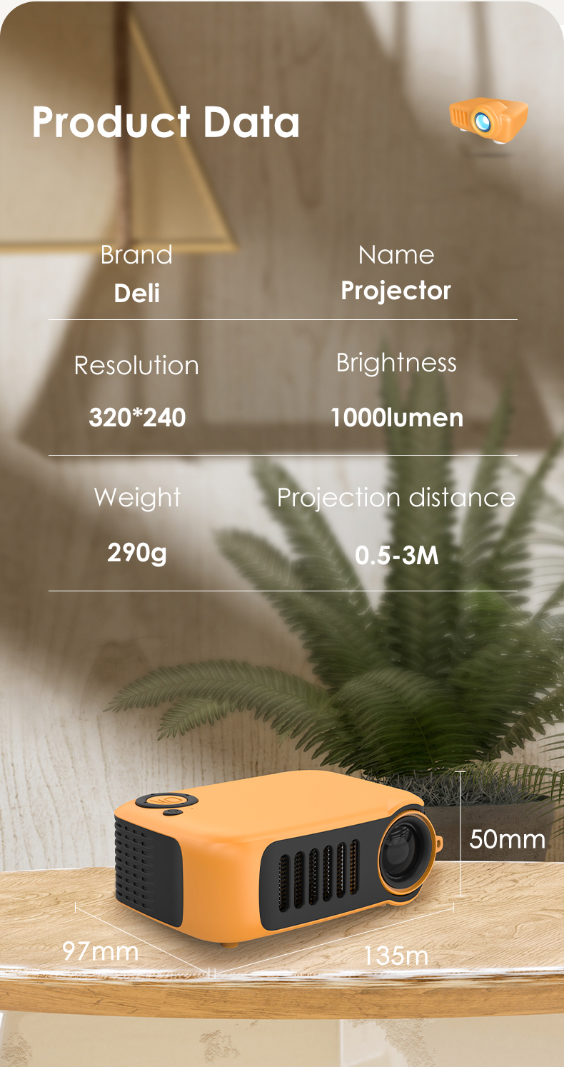 Aoka By Deli Projector Portable Projector 1080P Hdmi USB For Computer ...