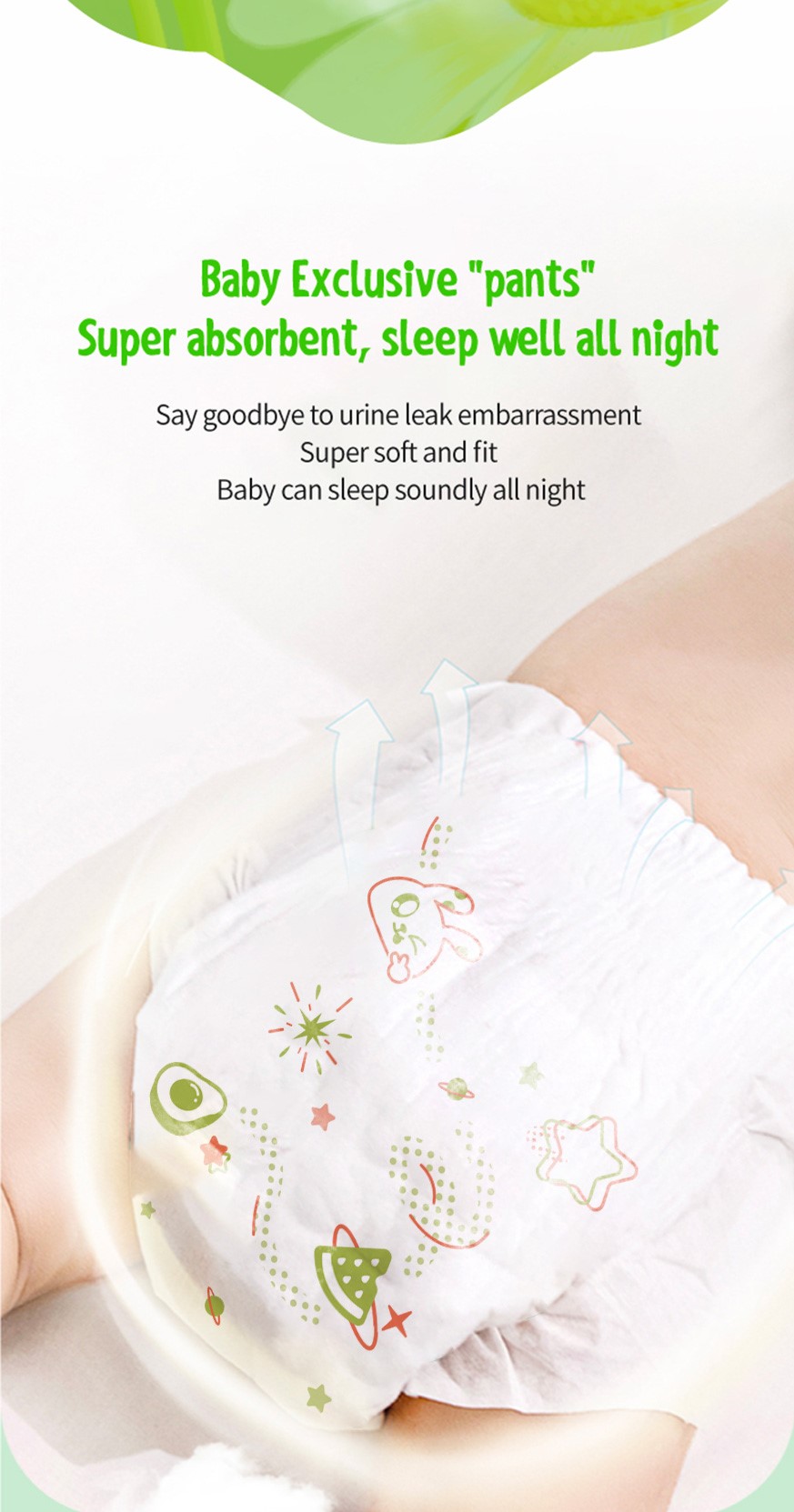 MAKUKU Slim Care Pants, Overnight Dry Anti Rash with Disposal Tape Baby ...