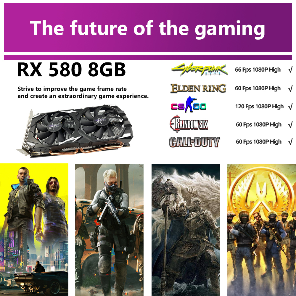 GSE COD 100% New Graphics Card AMD Radeon RX 580 RX580 8GB GDDR5 256Bit ...