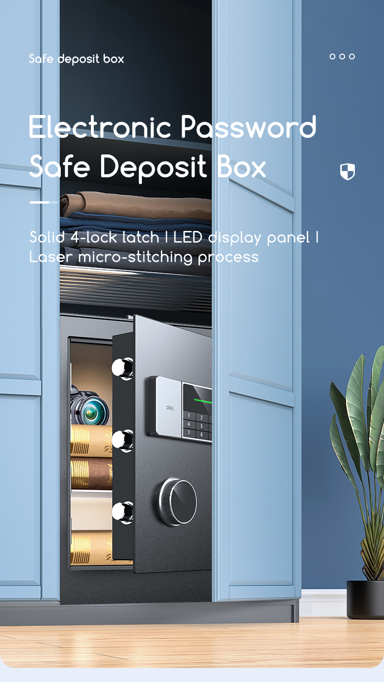 Deli Electronic Password Safe Deposit Box Digital Lock Latch Alarm ...