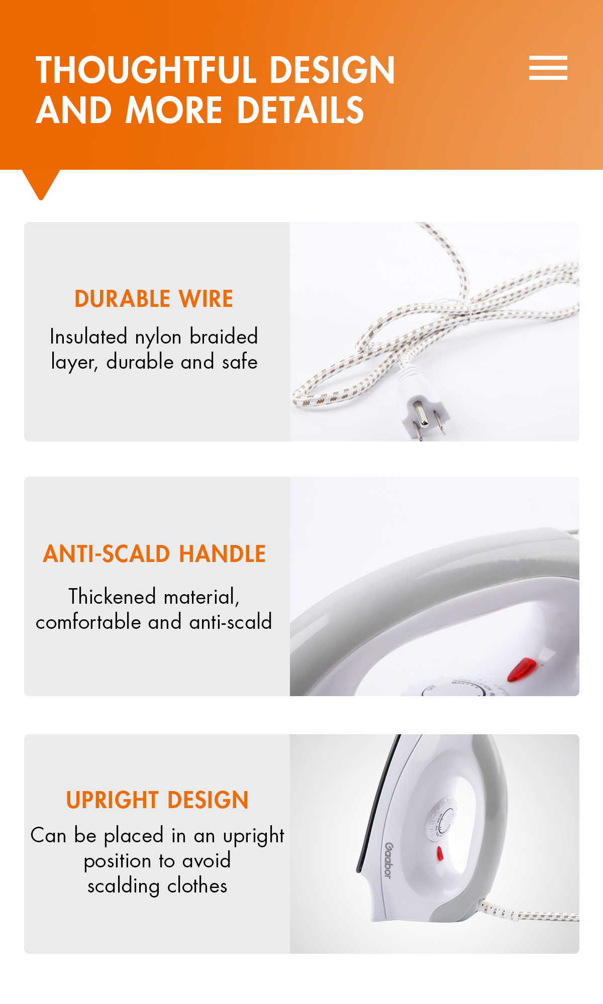 Gaabor Lightweight Iron Multi-Speed Adjustment Temperature Control ...