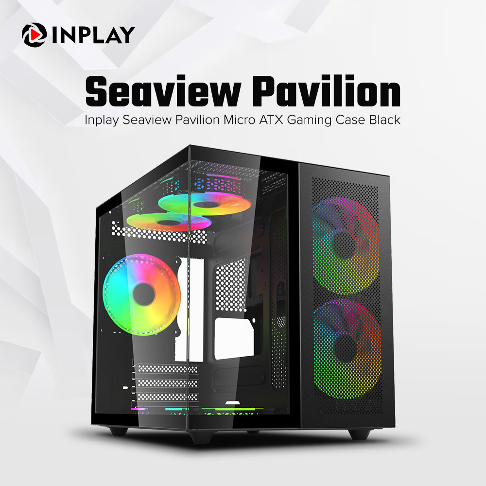 EasyPC| Inplay Seaview Pavilion pc case gaming| Micro ATX| Black and ...