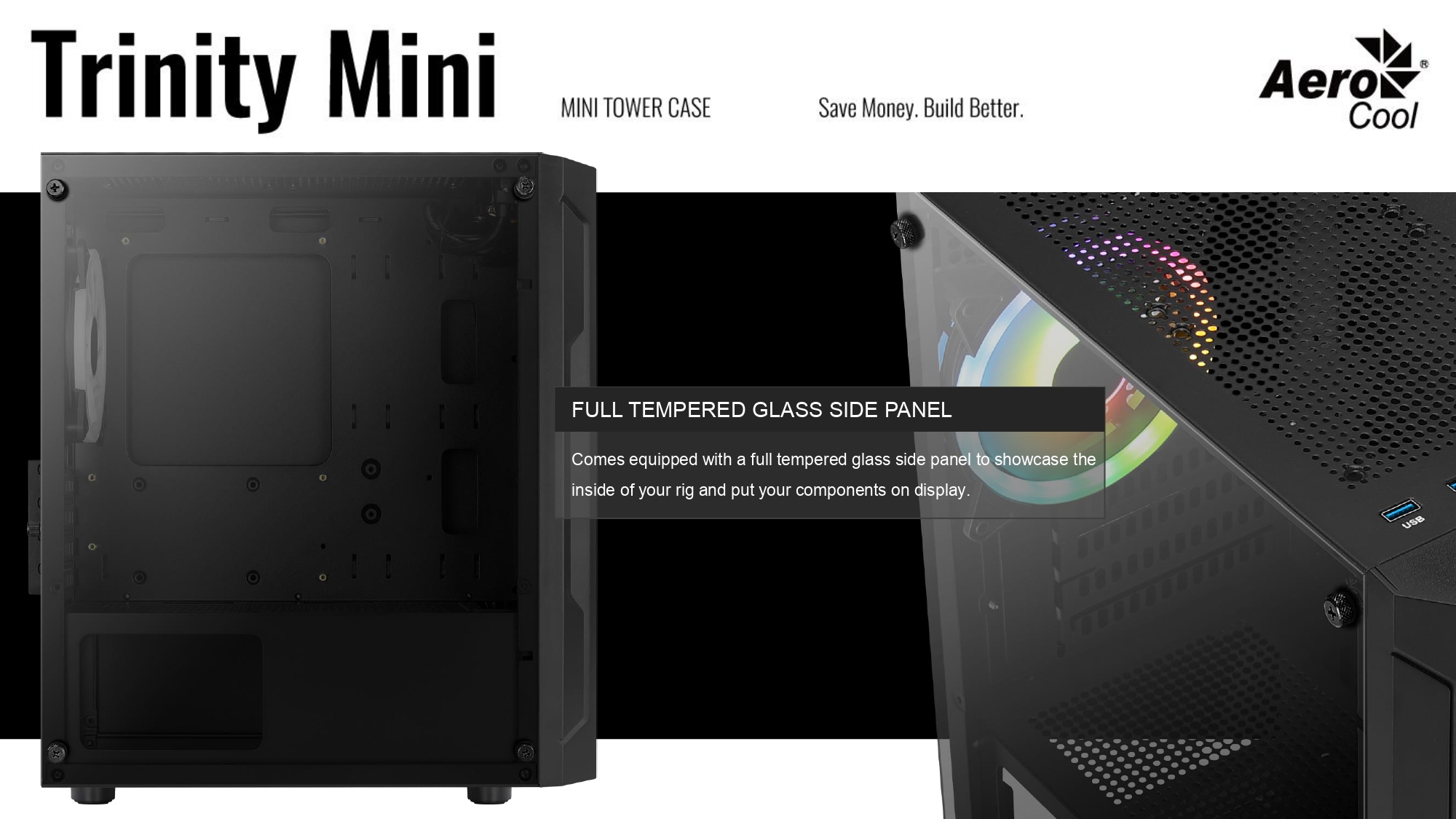 Aerocool Trinity Mini G BK V2, Micro ATX / mini-ITX Tower Case ...