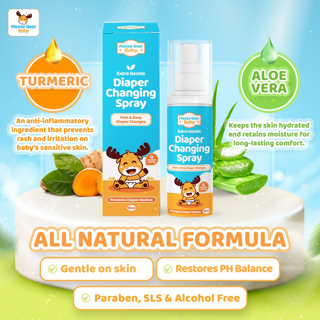 Moose Gear Baby Extra Gentle Diaper Changing Spray (95ml) for Newborn ...