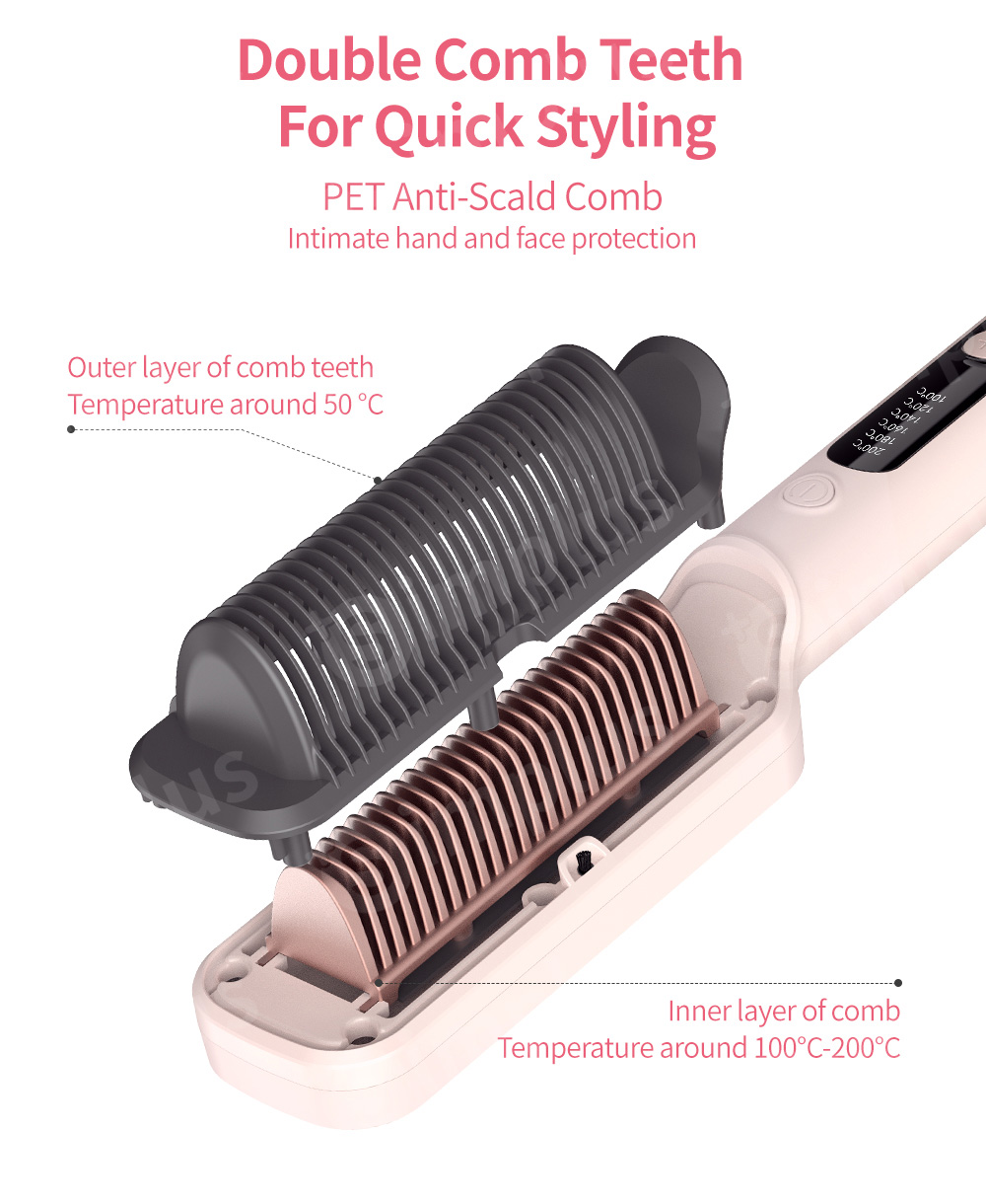 Simplus Hair Straightener Brush Comb Negative Ion Hair Brush Hair ...