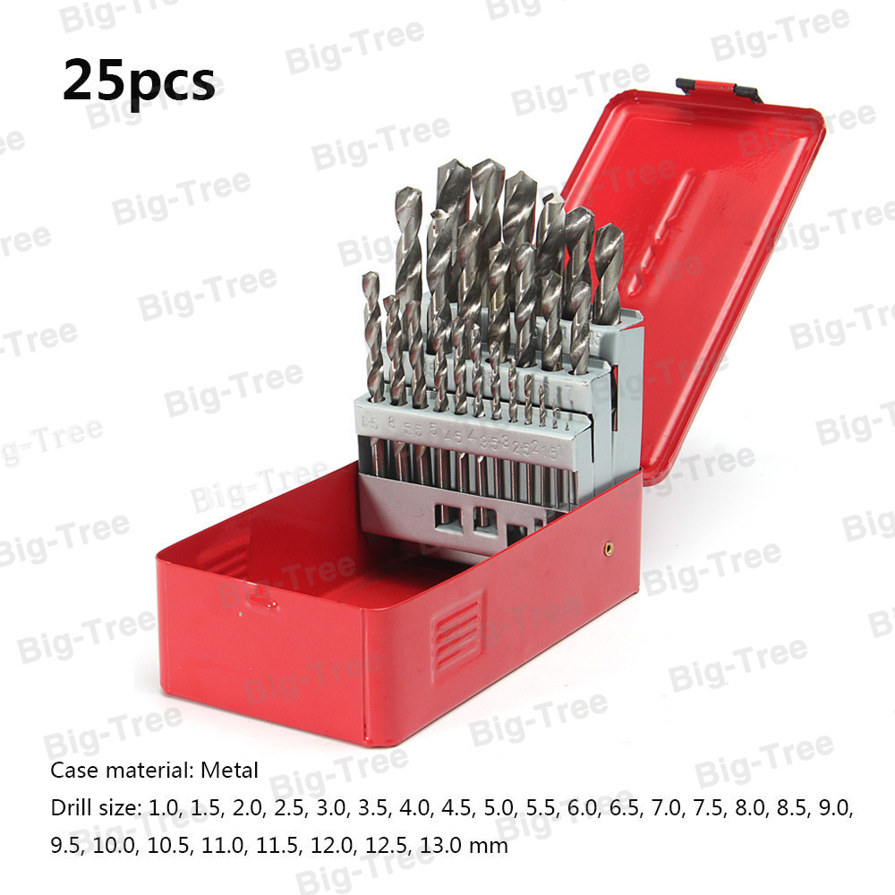 High Quality 25Pcs Twist HSS Metal Drill Set Drilling Bit Tool 1-13mm | Shopee Philippines