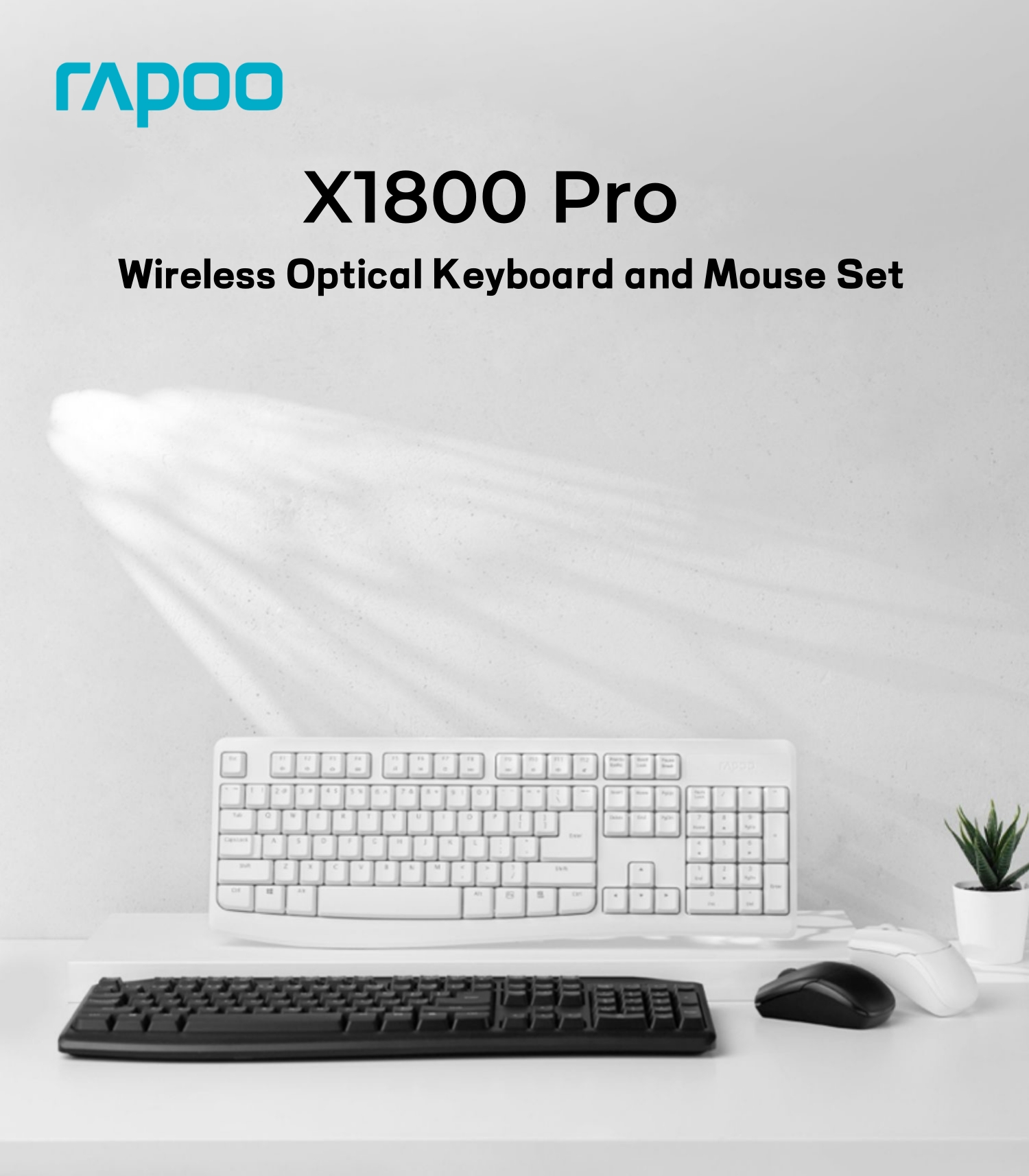 Rapoo X1800 Pro Wireless Keyboard and Mouse Set 2.4G 1000DPI Full-Size ...