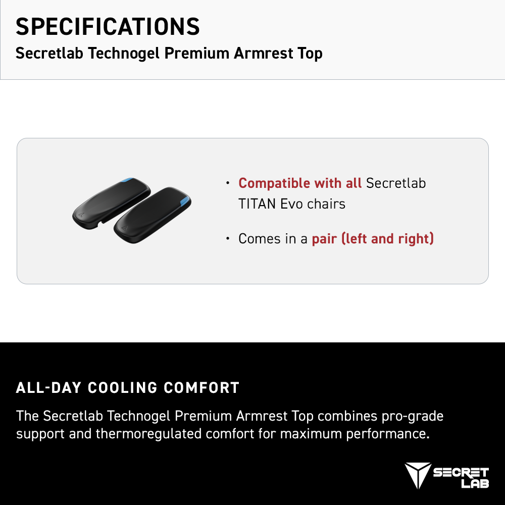Secretlab Technogel Premium Armrest Top with CloudSwap™ Technology ...