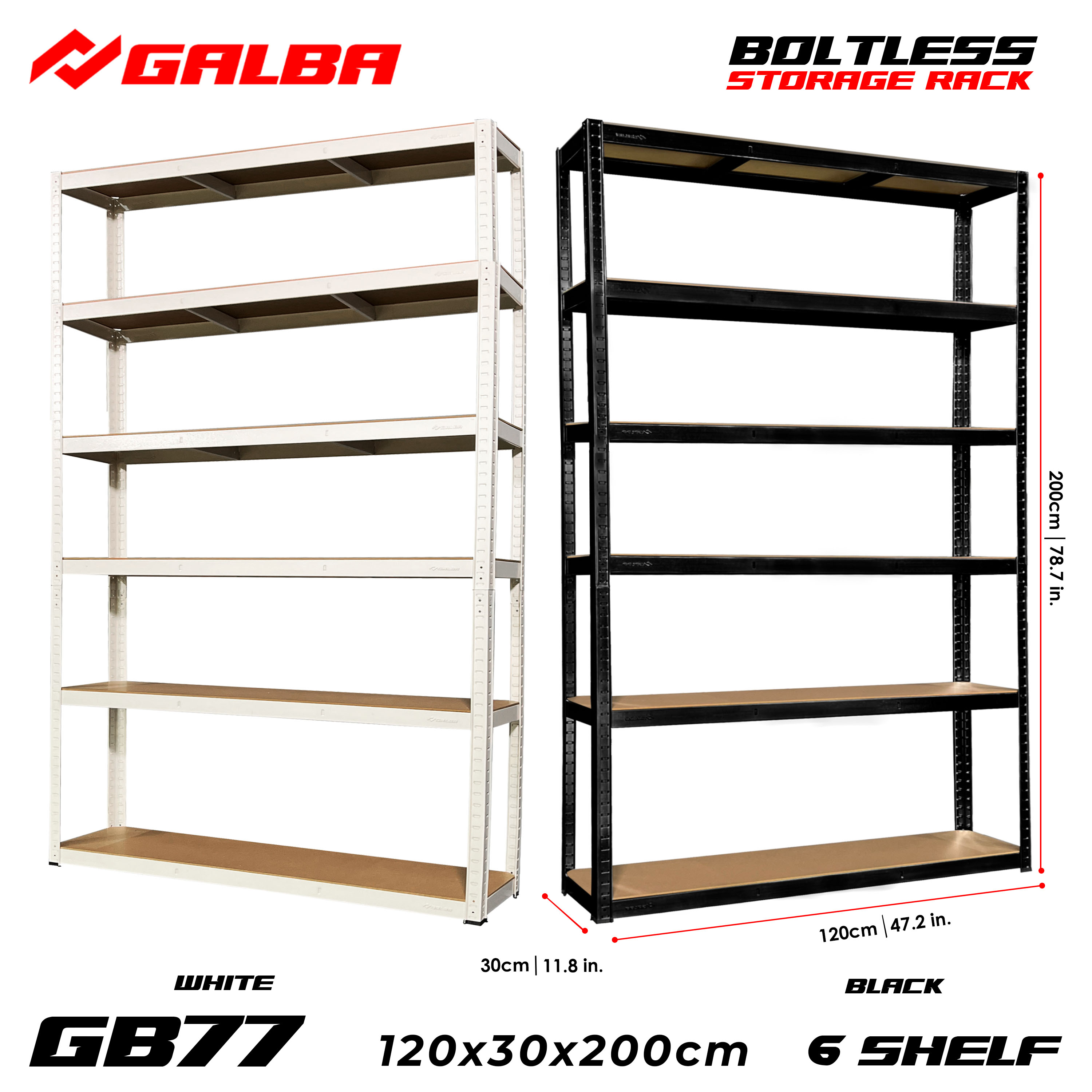GALBA Boltless Storage Rack Adjustable 5/6 Layer 6ft Heavy Duty ...