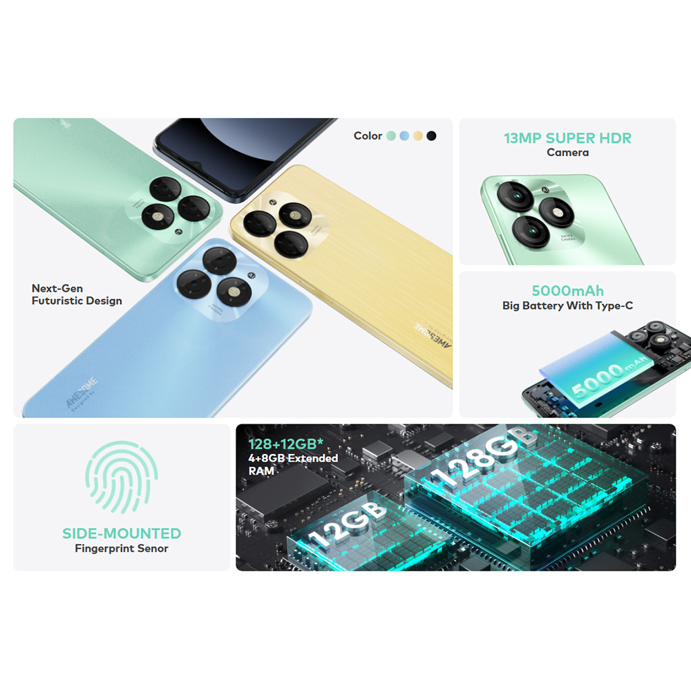 ITEL A70 Smartphone | 4GB+128GB | T603 Octa-core CPU | 13MP Super HDR ...