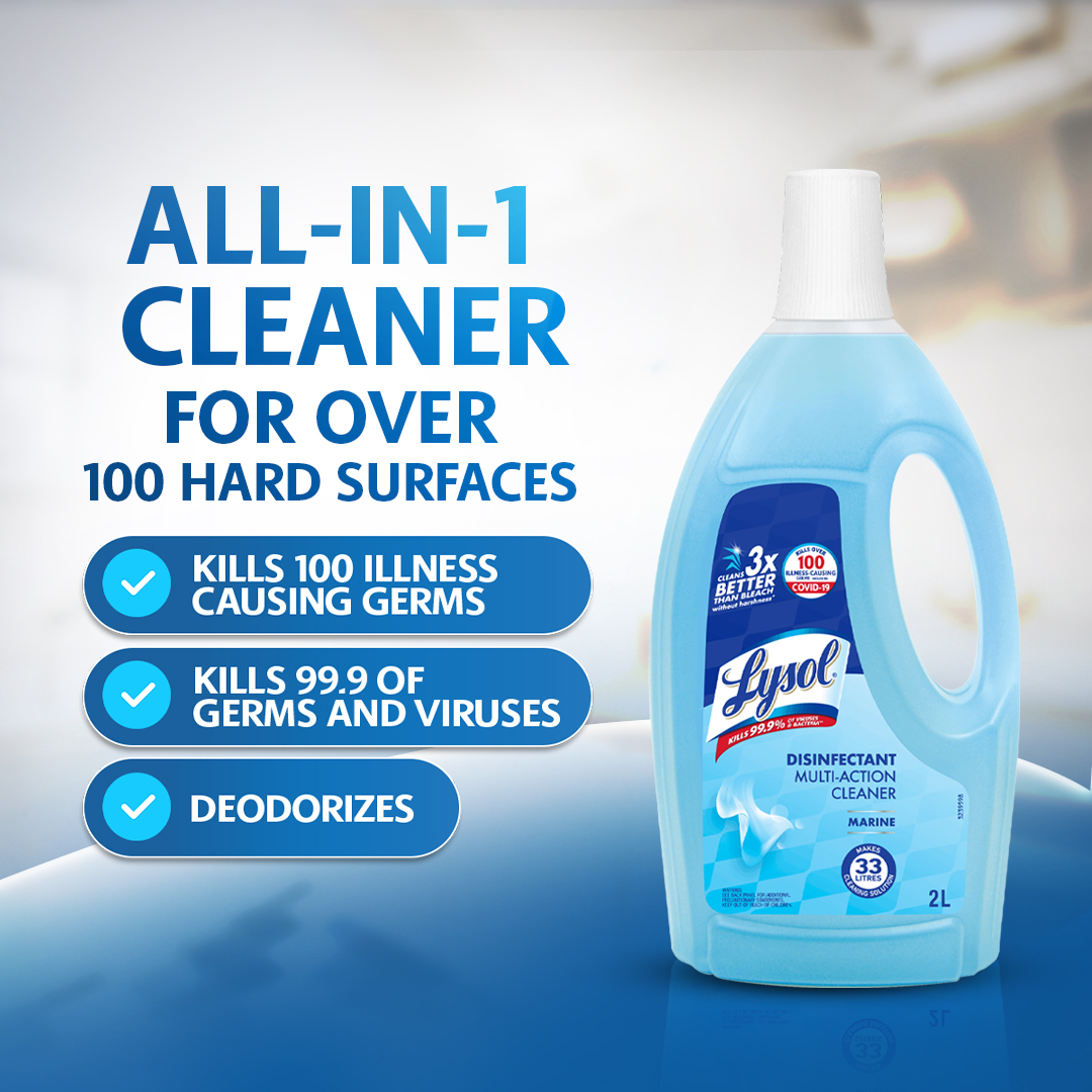Lysol Multi Action Cleaner Antibacterial Marine Scent 900 mL | Shopee ...