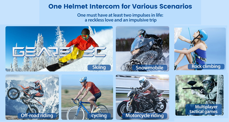 GEARELEC Shark Bluetooth Motorcycle Intercom Helmet Headset 1000m ...