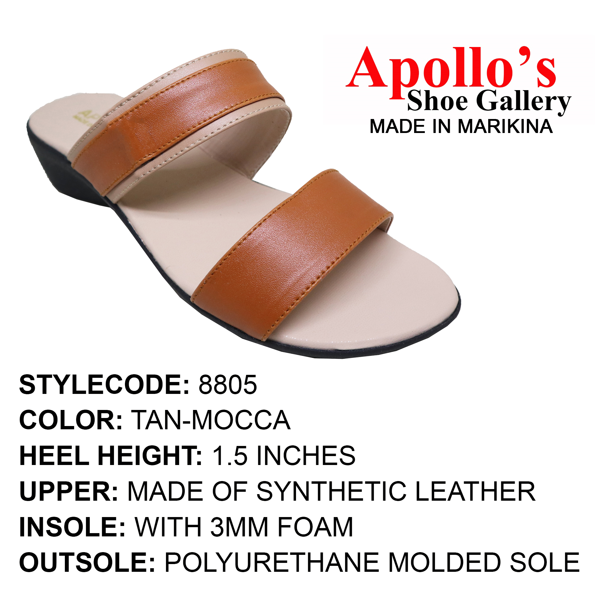 Apollo 8805 MARIKINA MADE Ladies Wedge Sandals Mocca Mustard Tan Begie ...