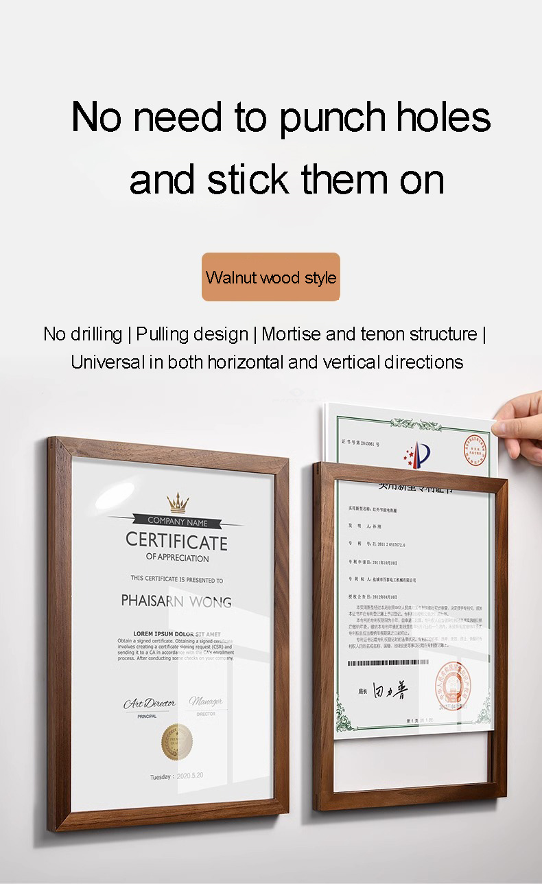 Sviao Solid Wood A4 A5Patent Certificate Holder A3 Wooden Acrylic Photo Frame Award Certificate ...