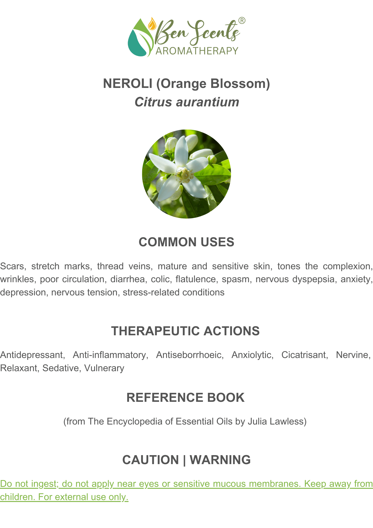 Neroli Essential Oil (Orange Blossom) 100% Pure Undiluted Plant Based ...