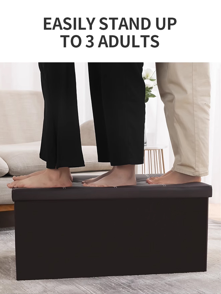 Leather Sofa Storage Box Ottoman Storage Box Storage Chair Foldable ...