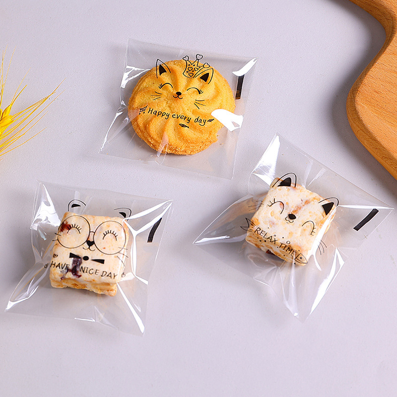 100pcs 10x10CM Bread Plastic Packaging Bags Cookies Sandwich Loaf Bread ...