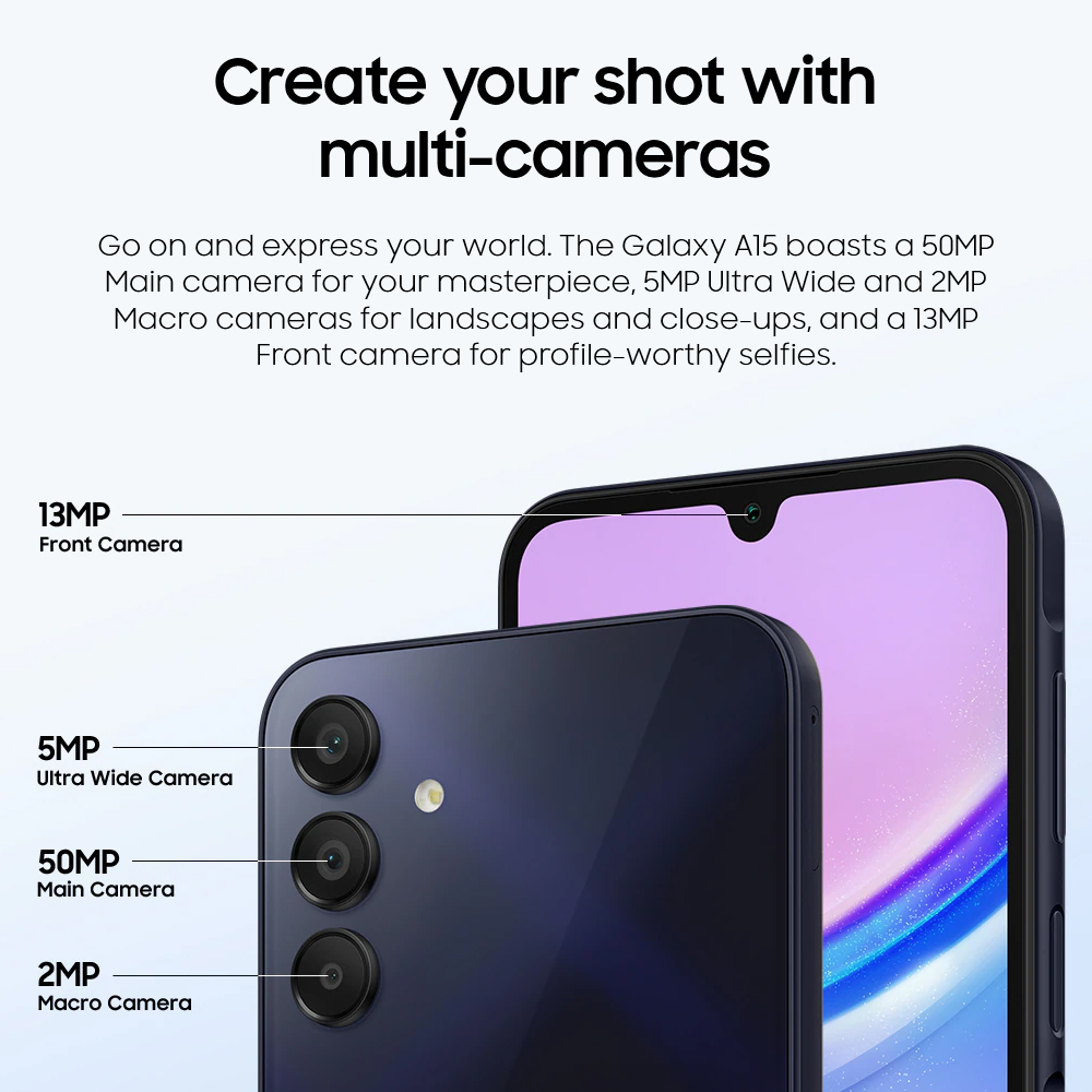 Samsung Galaxy A15 Smartphone | 4GB+128GB / 8GB+256GB | 50MP Main ...