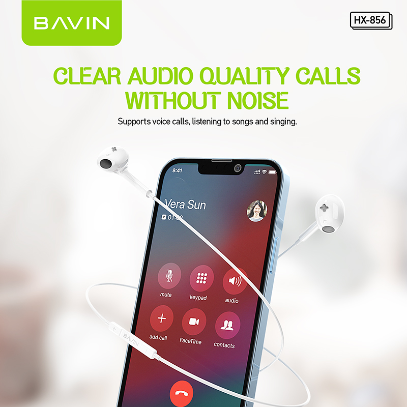 BAVIN HX856 Wired Earphone Hifi Sound W/ Controller & Mic for 3.5mm ...
