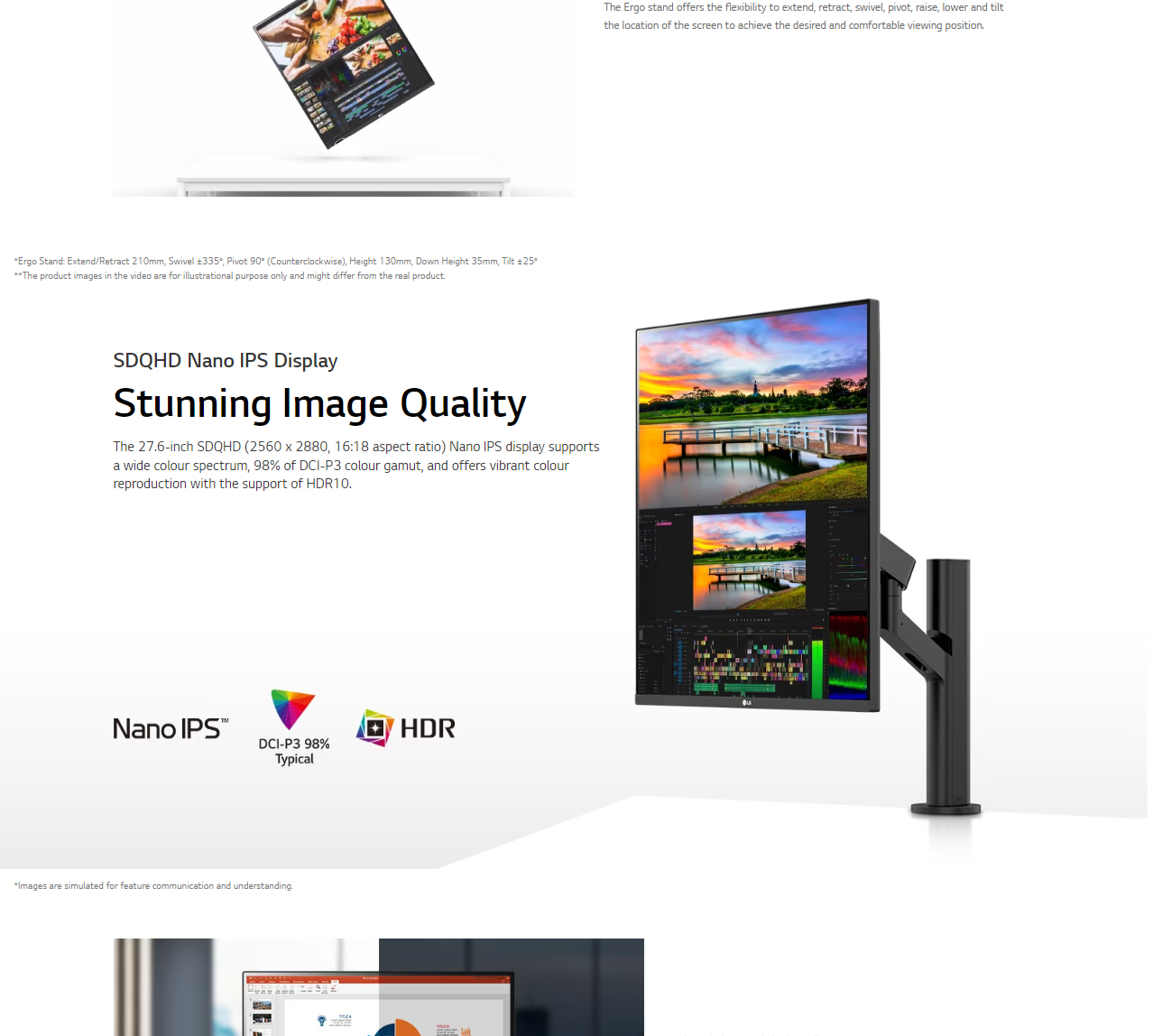 LG 28MQ780-B 27.6" Nano IPS 60Hz QHD HDR DualUp Monitor with Ergo Stand ...