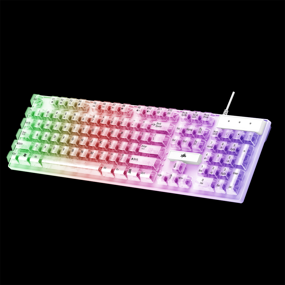 Zeus K-800 Transparent Keycaps Keyboard With Multimedia Function Keys ...