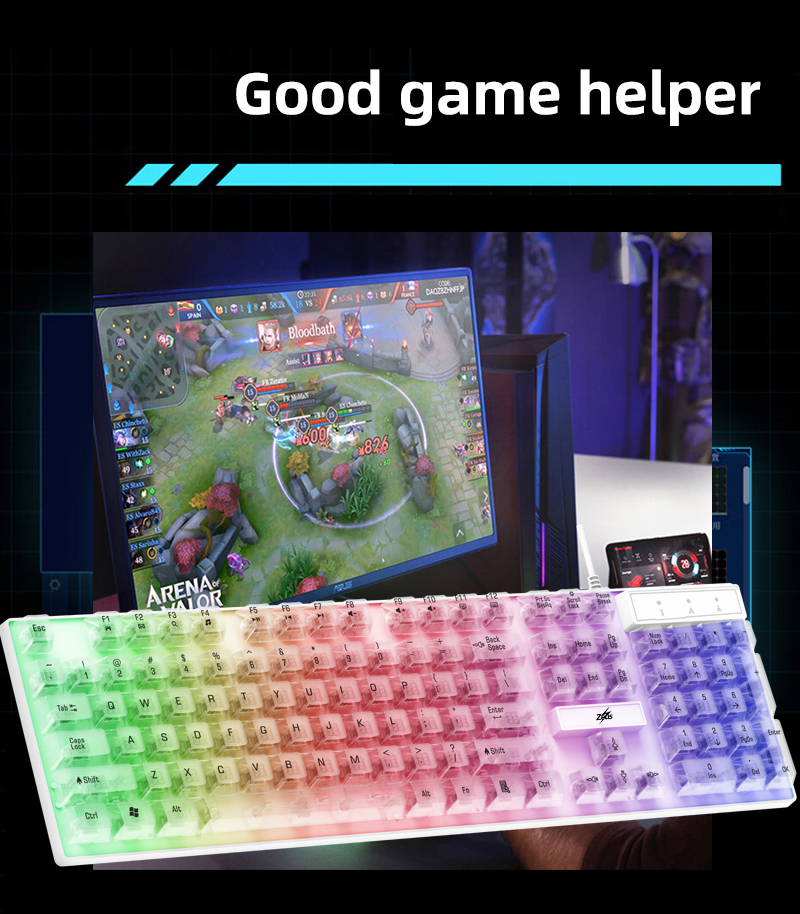 Zeus K-800 Transparent Keycaps Keyboard With Multimedia Function Keys ...