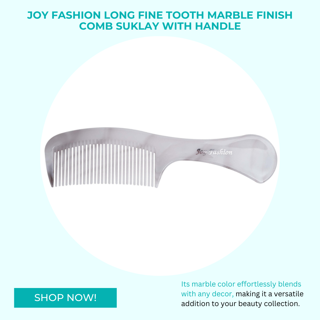 Joy Fashion Long Fine Tooth Marble Finish Comb Suklay With Handle ...
