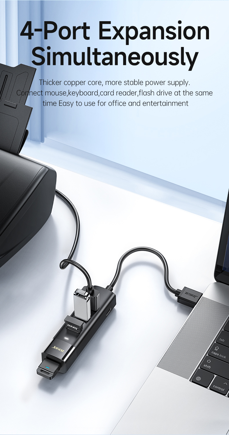 Jasoz USB 3.0 HUB 4 Port OTG Splitter Adapter Printer Multi Expander ...