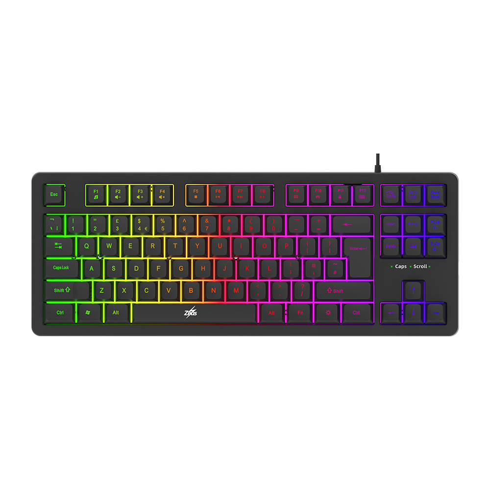 Zeus K-123 Rainbow LED 87 Keys Gaming Keyboard Multi-Media Online ...