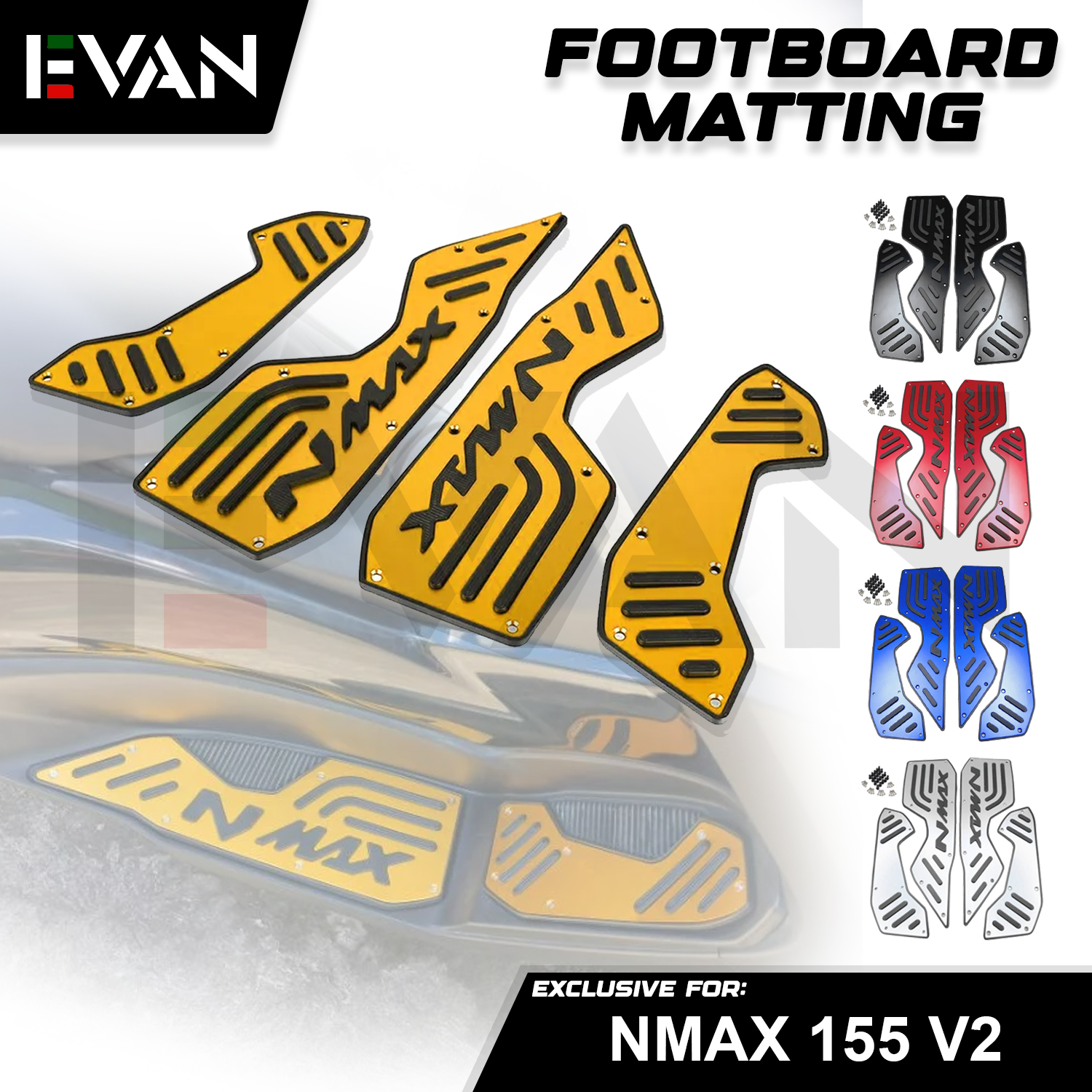 EVAN.PH Yamaha Nmax 155 v2 /v2.1 Motorcycle Footrest Step Board Matting ...