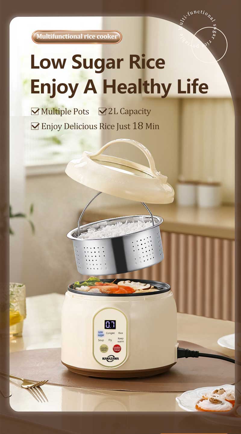 KANAZAWA Mulitfunctional Rice Cooker 2L Low Sugar With English ...