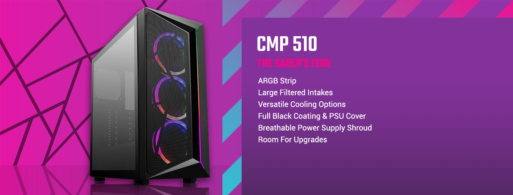 Cooler Master CMP 510 PC Case - Mid Tower / ARGB LED / Mesh and ...