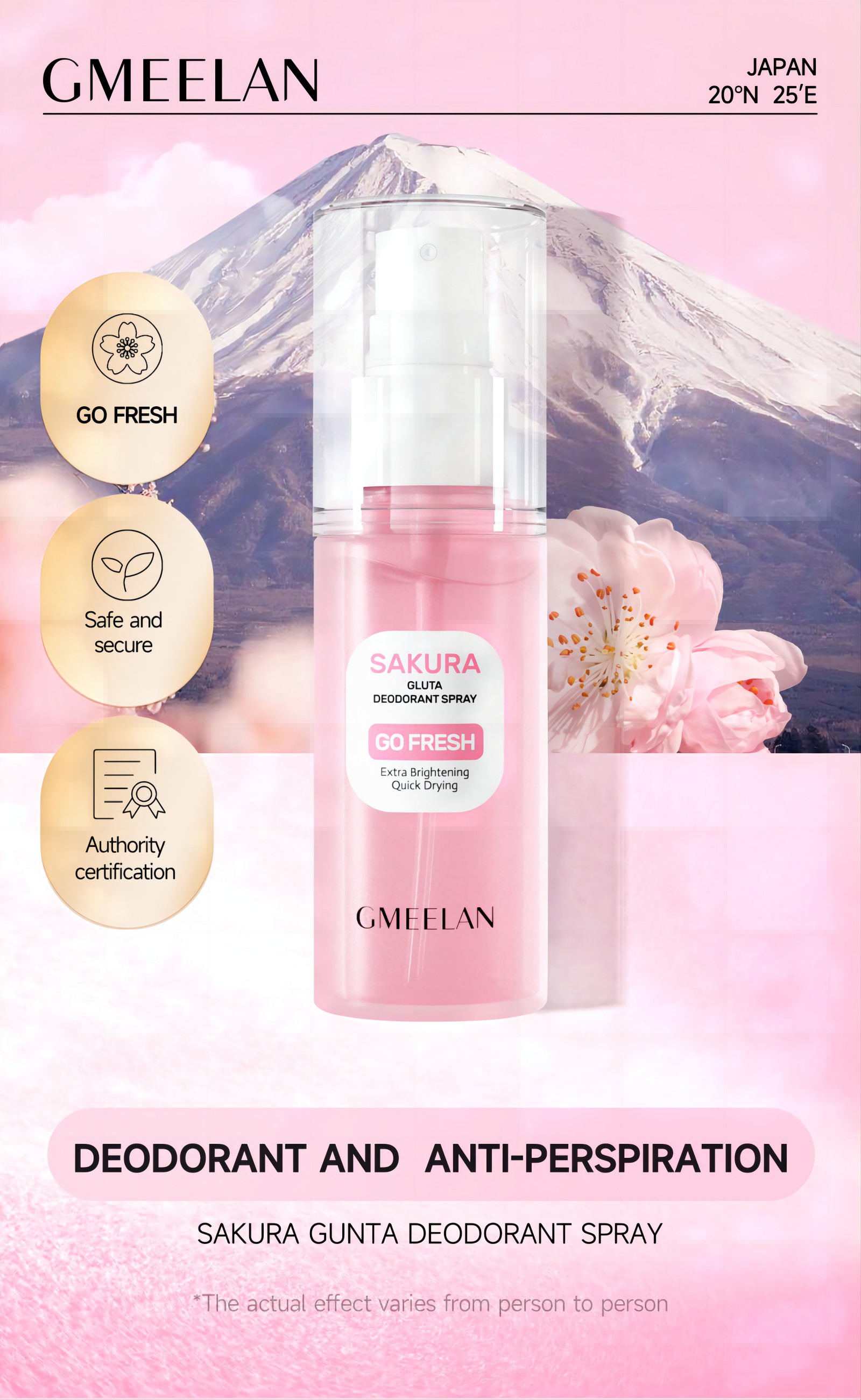 GMEELAN Sakura Gluta Deodorant Spray Brighten Up Underarms ...