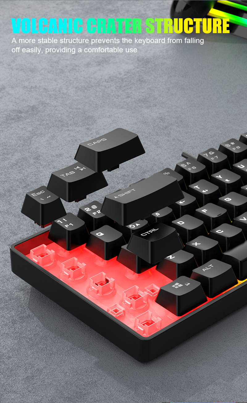 Inplay BK850 RGB Membrane Keyboard Rainbow Light Waterproof Smooth ...