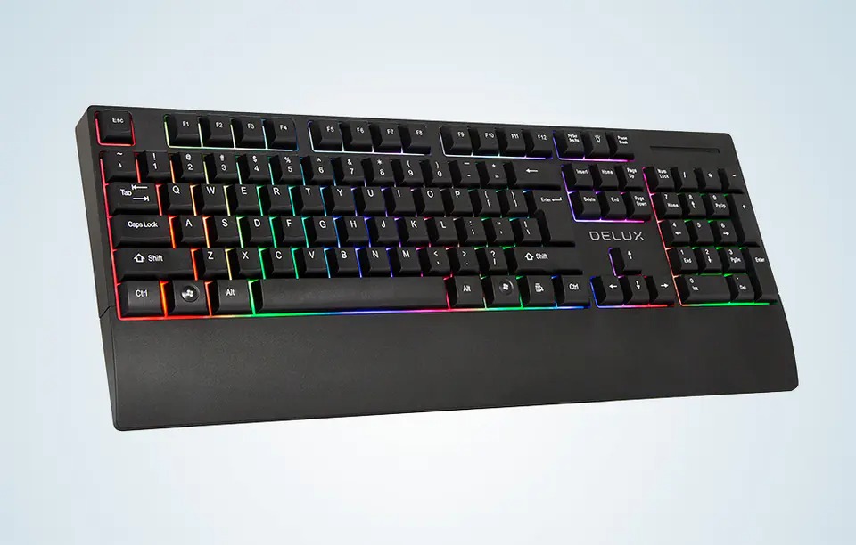 Delux K9852U 104 Key USB Wired Membrane Keyboard with RGB Backlighting ...