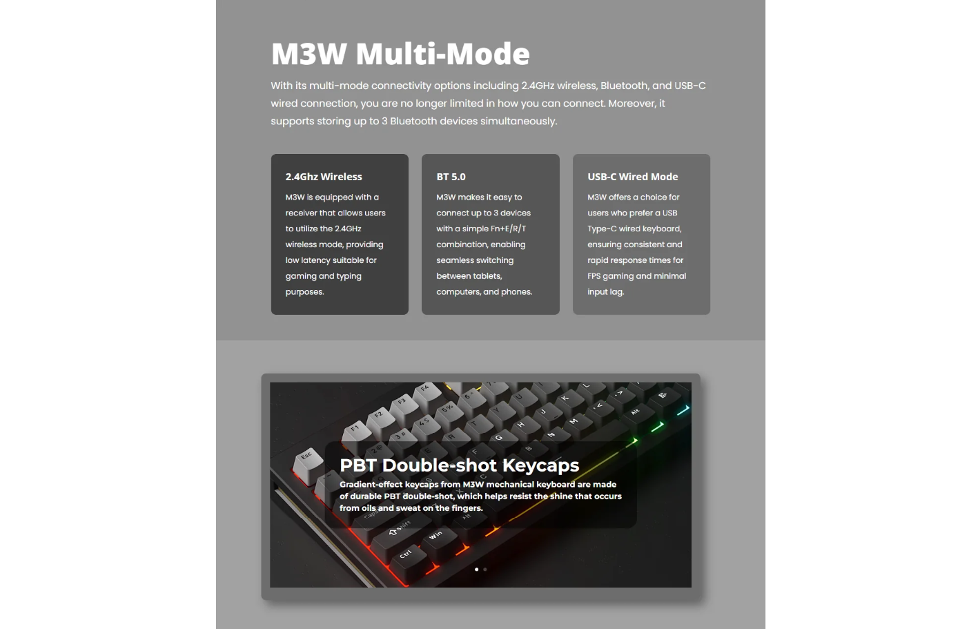 Monsgeek M3W Multi-Modes Aluminum Case Hot-Swappable Mechanical ...