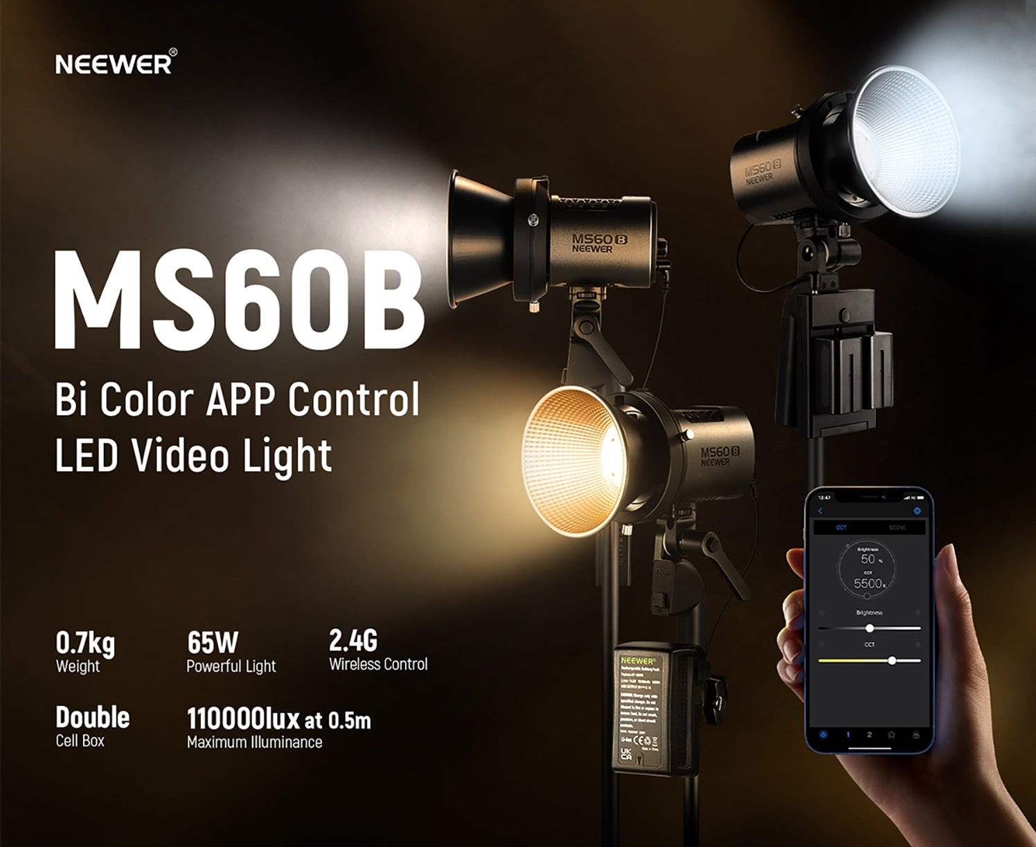 Neewer MS150 Bi-Color 130W / MS60 65W / RGBWW COB Portable Mini Compact ...