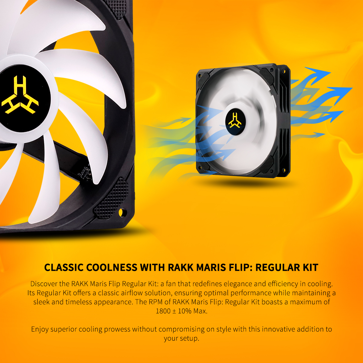 RAKK Maris Flip/ Maris Flip RV 120mm 3in1 case fan| 4-pin ARGB/reverse ...