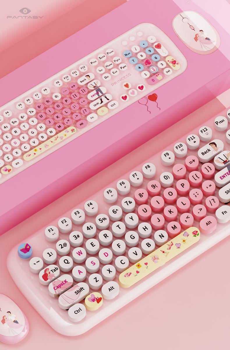 Disney Authorized PRINCESS Series Grils Lovely Pink Wireless Keyboard ...