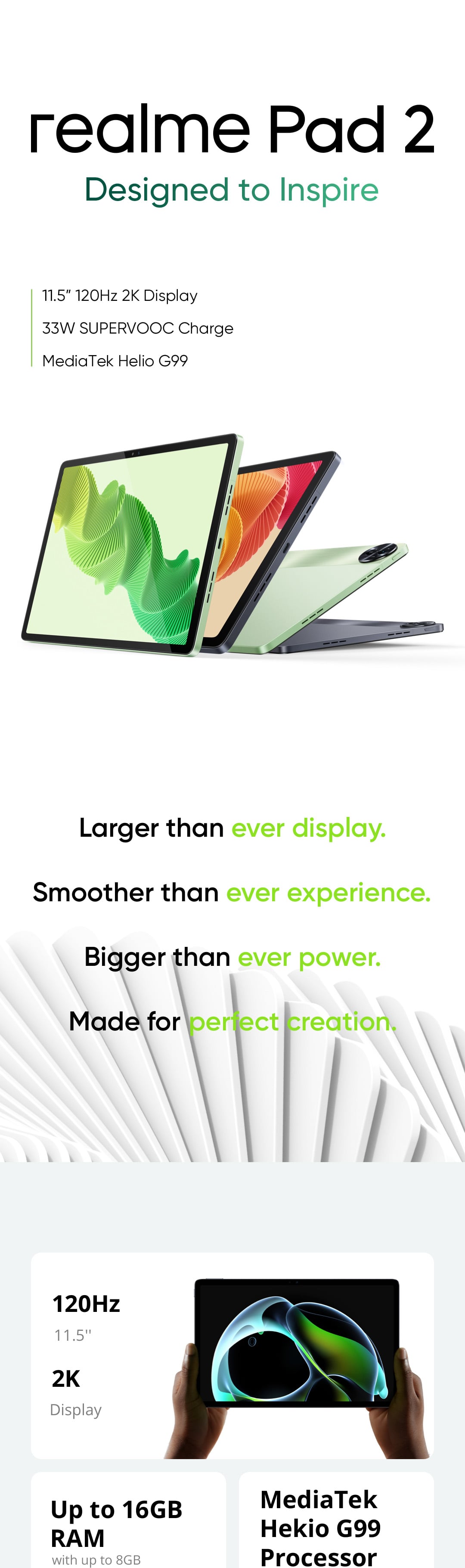 Realme Pad 2 LTE | 11.5" Display | 8360 mAh | 6GB +128 GB / 8GB + 256GB ...