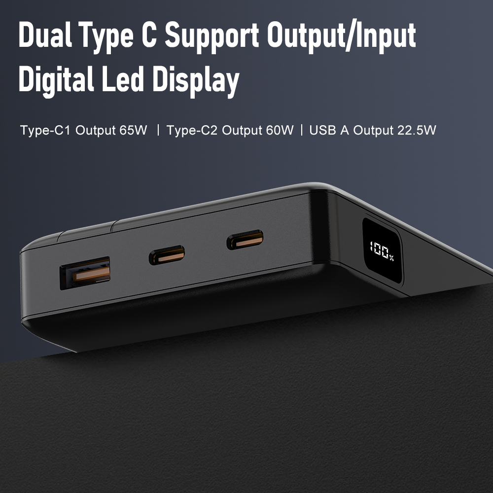 Orashare PL265 PD 65W Powerbank 20000mAh USB and Dual Type C Output ...
