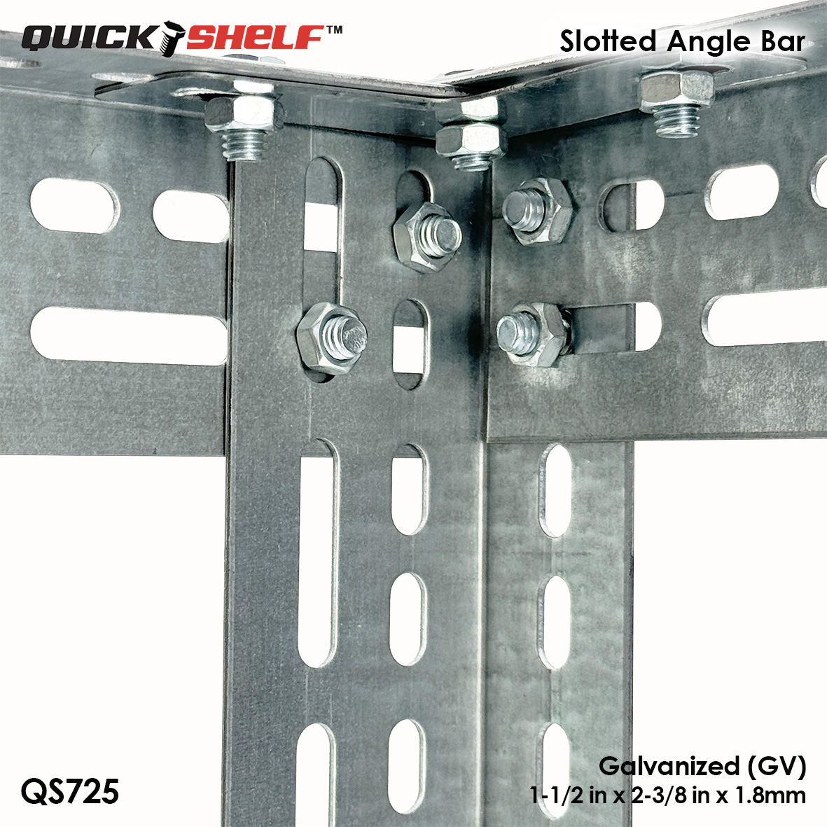 QUICKSHELF QS725 BIG SLOTTED ANGLE BAR 1.5"x2.4"x1.8mm DIY Storage ...