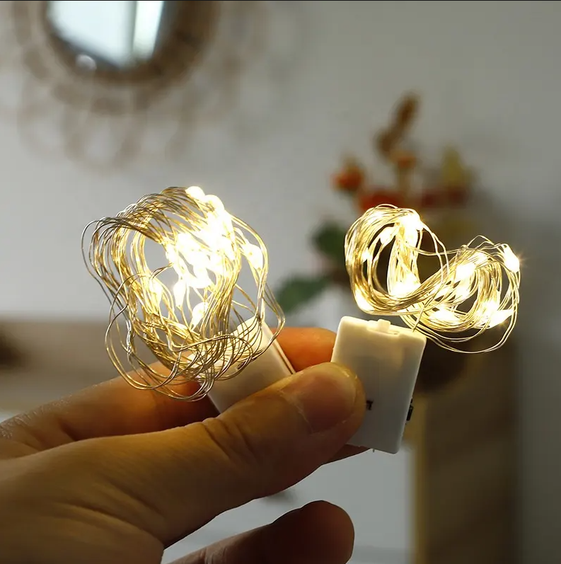 Copper wire light string bouquet decoration warm white lights Christmas ...