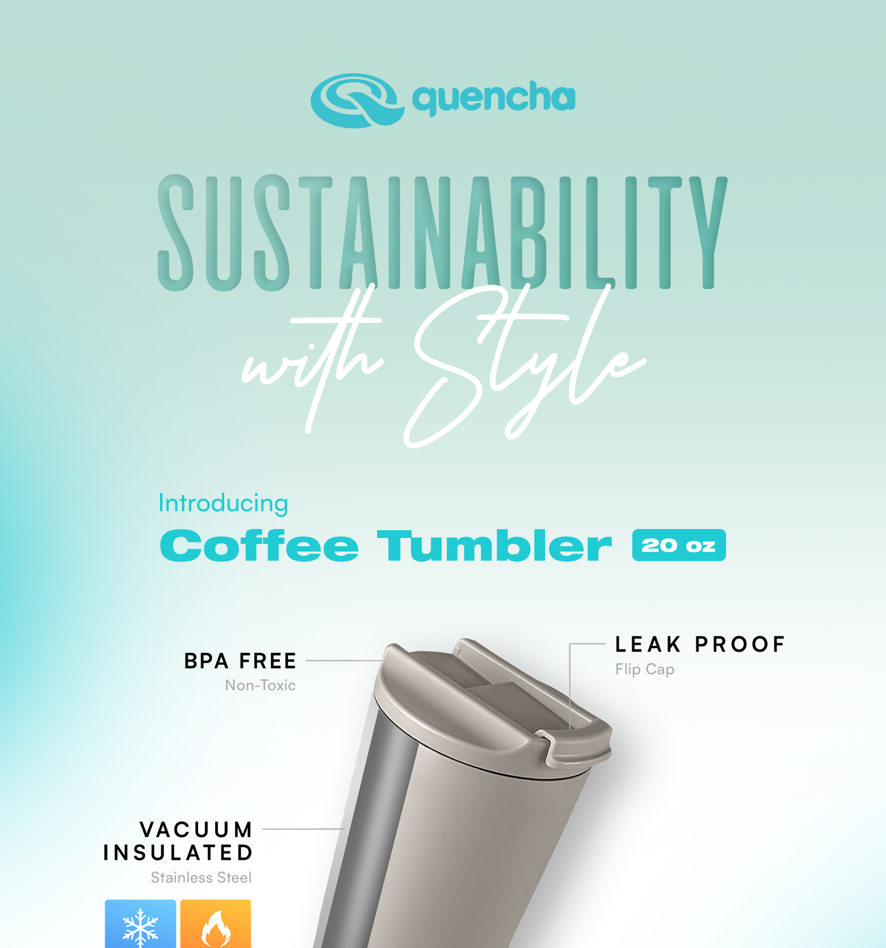 QUENCHA 20oz Flip Cap Insulated Coffee Tumbler – Leak-Proof, Hot & Cold ...